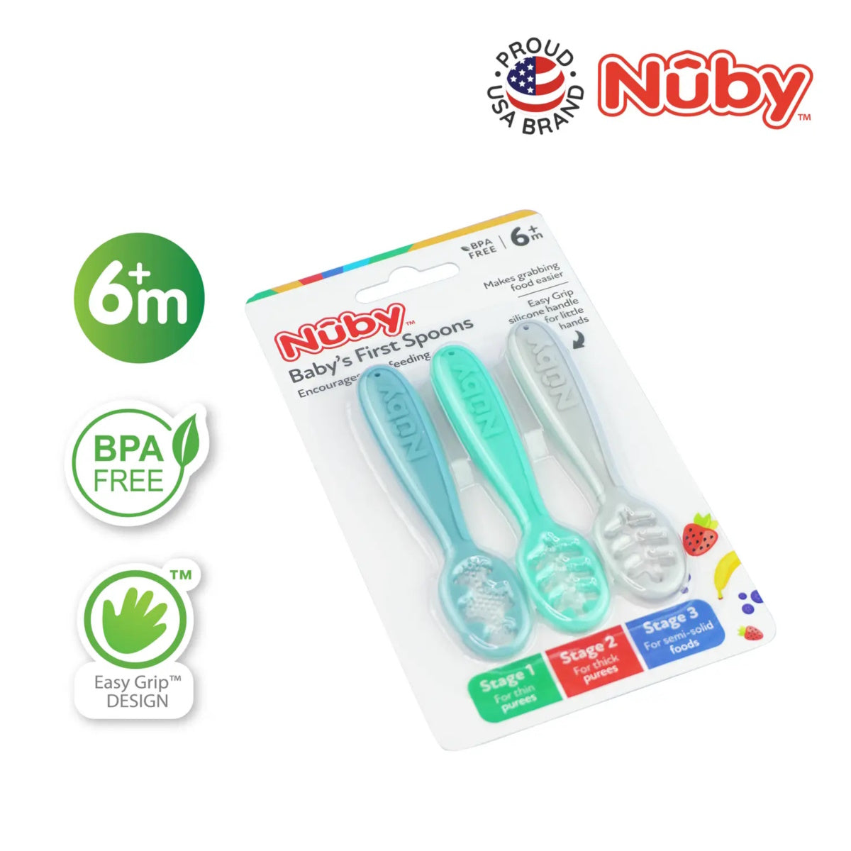 Nuby Baby's First Spoons (Stage 1,2,3) – Happikiddo.com