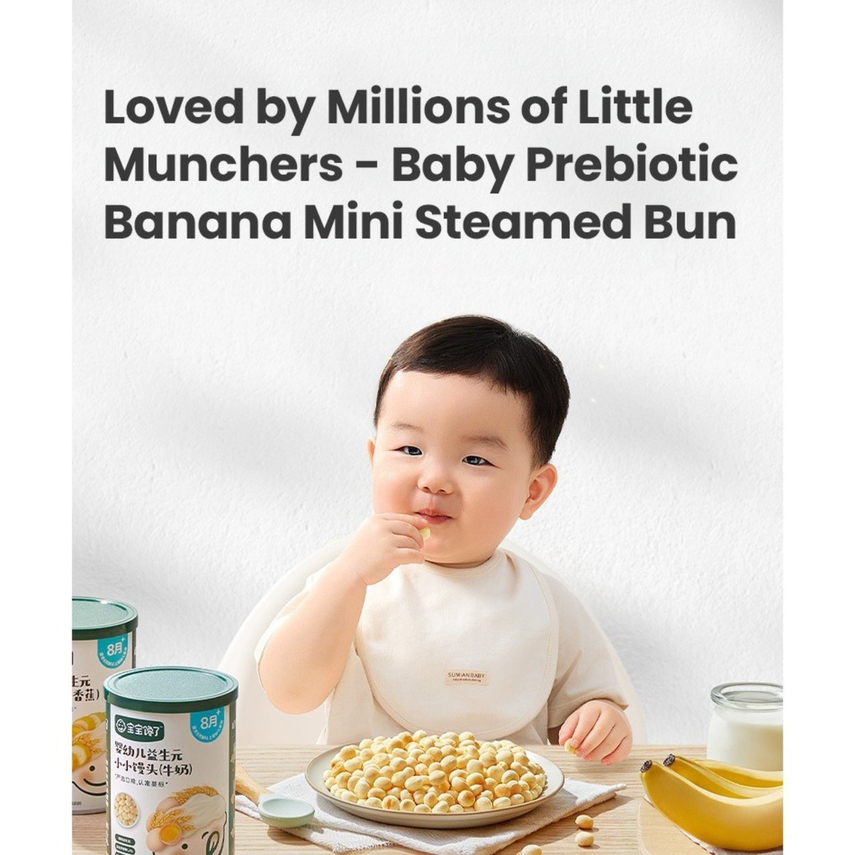 Baby Chan Prebiotic Banana Mini Bun 12x80g – Happikiddo.com