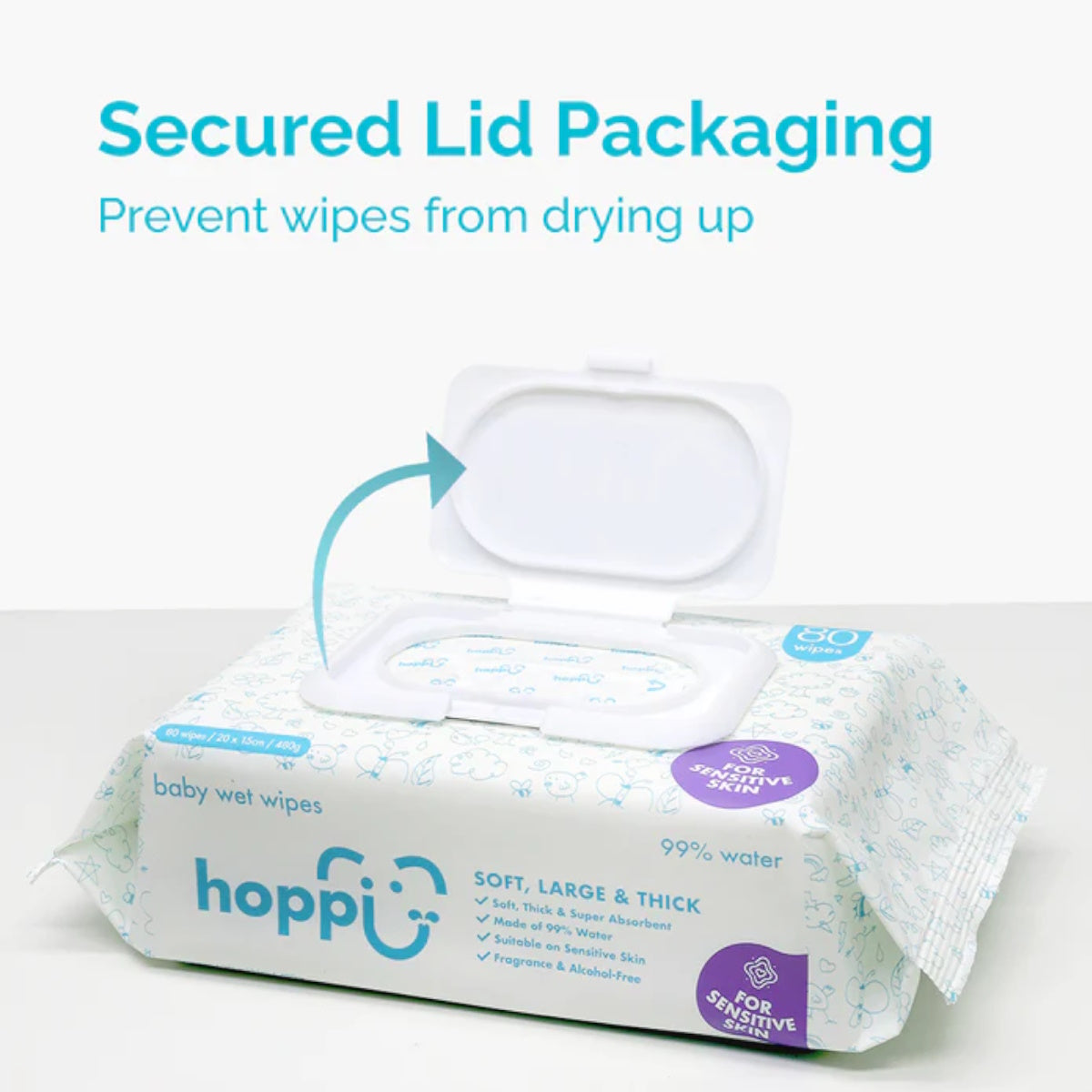 Hoppi Wet Wipes - 80 Sheets-3 In 1 Bundle Pack (With White Cap ...