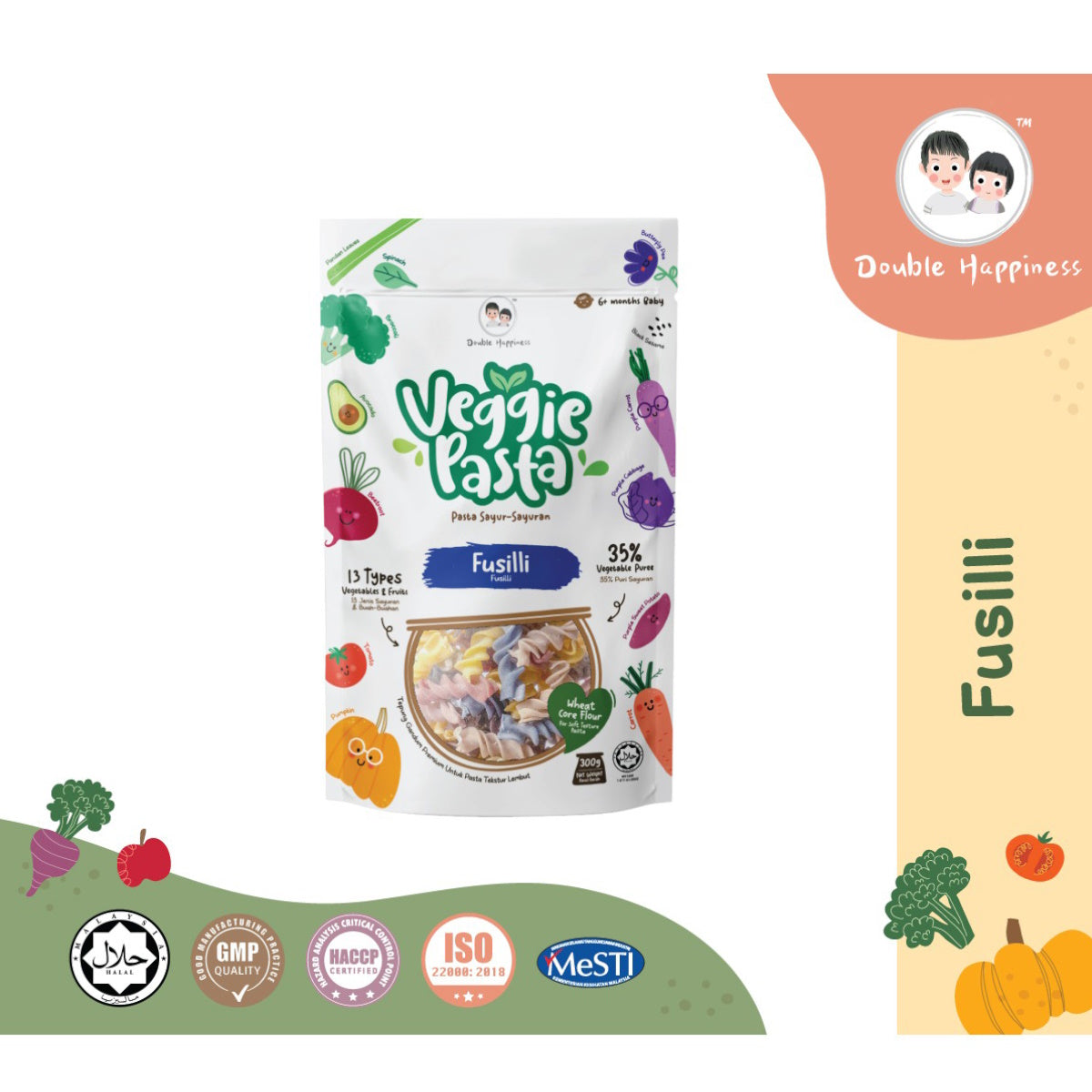 Double Happiness Veggie Pasta 100g – Happikiddo.com