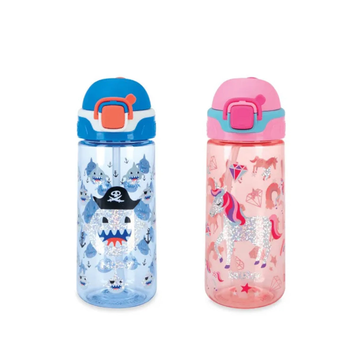 Nuby Tritan Cup with Silicone Spout w/Glitter Design Flip-it Bolt Cup ...