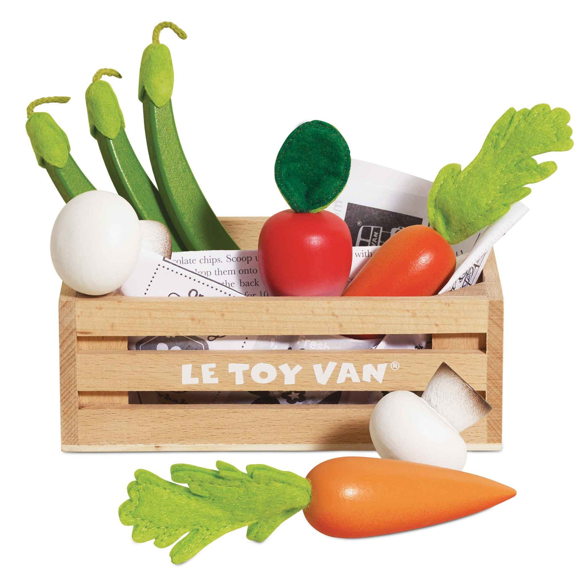 Le Toy Van Harvest Vegetables Wooden Food Crate - 9 Piece – Happikiddo
