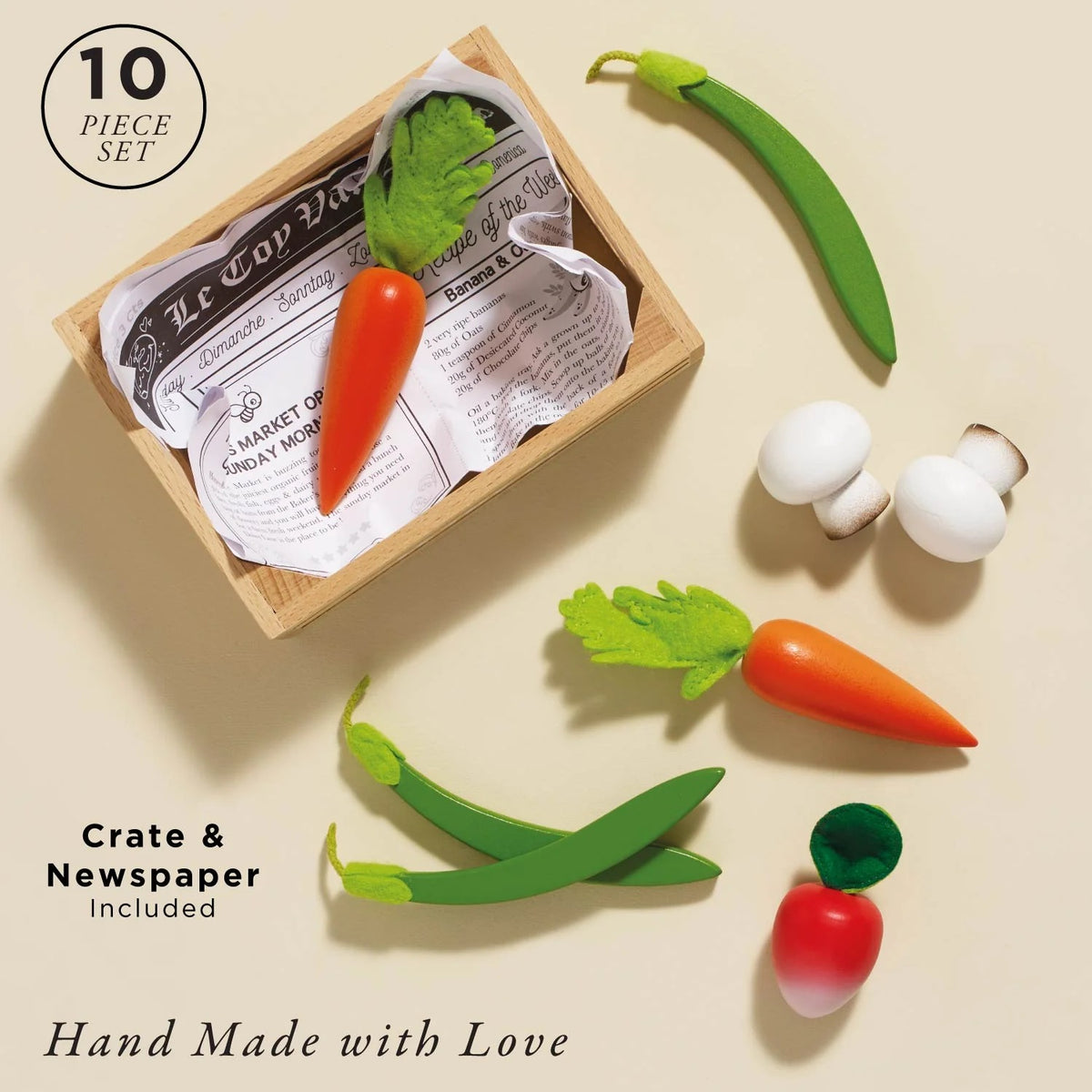 Le Toy Van Harvest Vegetables Wooden Food Crate - 9 Piece – Happikiddo