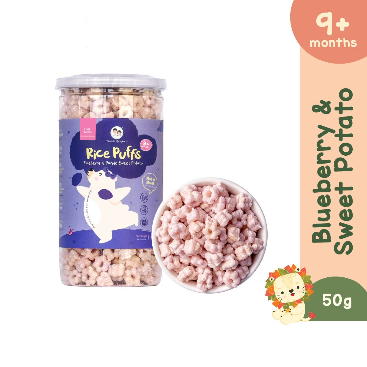 Double Happiness Rice Puff (Blueberry & Purple Sweet Potato) 50g ...