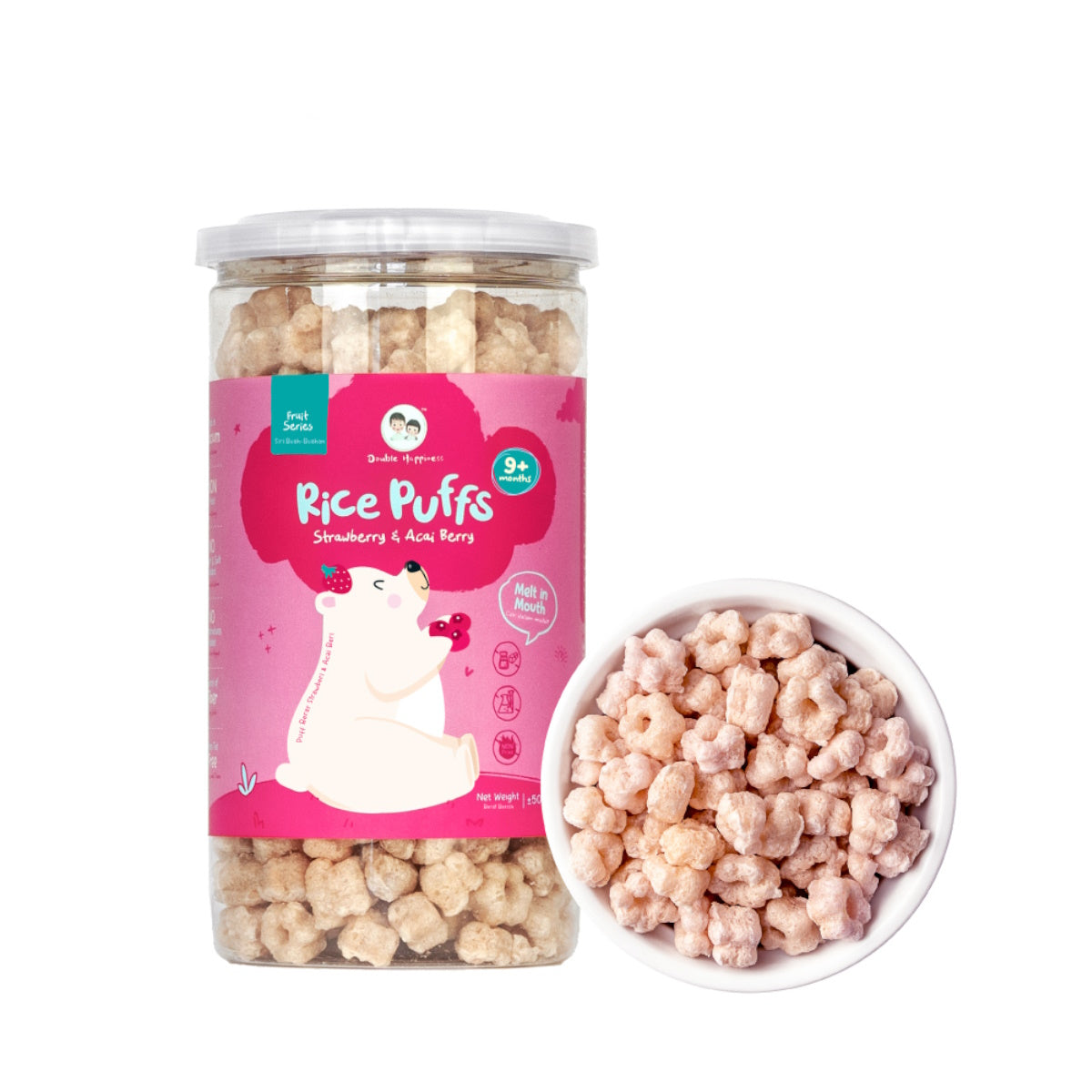 Double Happiness Rice Puff (Strawberry & Acai Berry) 50g – Happikiddo.com